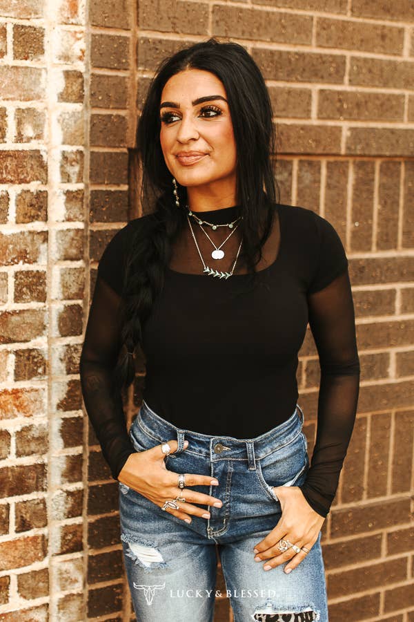 Black Long Sleeve Mesh Top (Sheer) – Stellaluna Raine